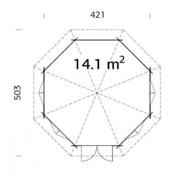 Pavillon en bois fermé de forme octogonal 14.10 m²