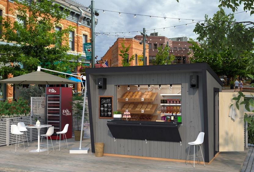 Kiosque commercial en panneaux préfabriqués de 19 mm